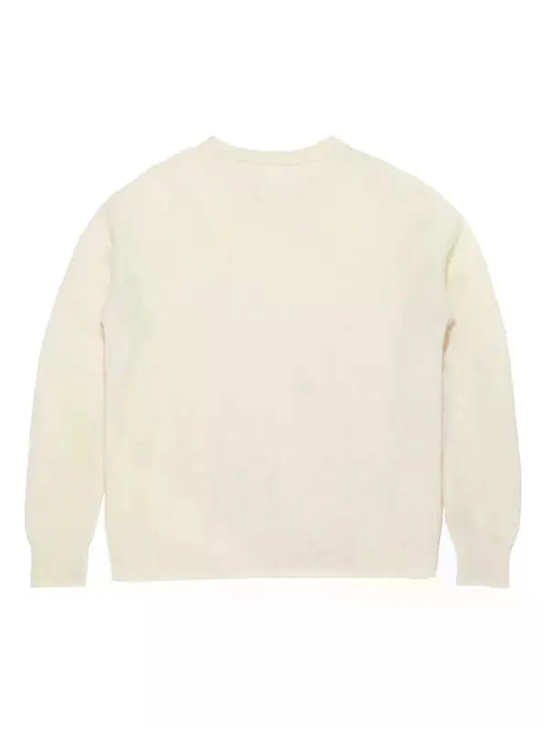 MAINLESS Crew-neck Long-sleeve Sweater - White