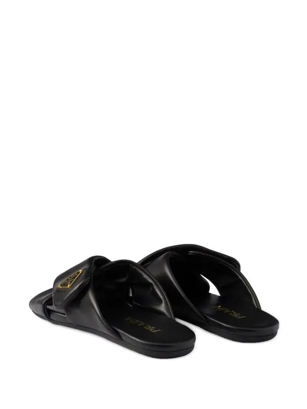 Prada Padded Nappa Leather Slides - Black