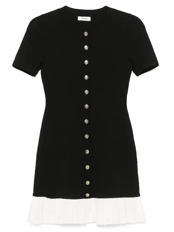 Sandro Pleated Mini Dress - Black