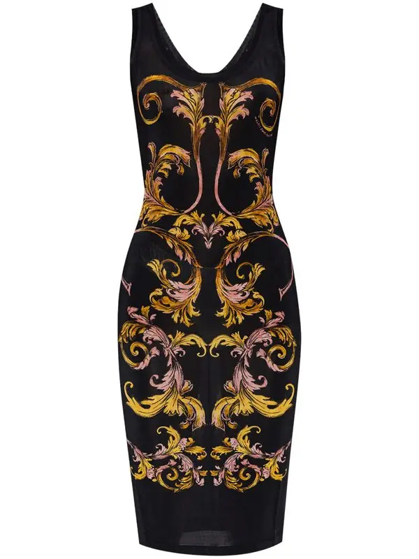 Versace Barocco Midi Dress - Black