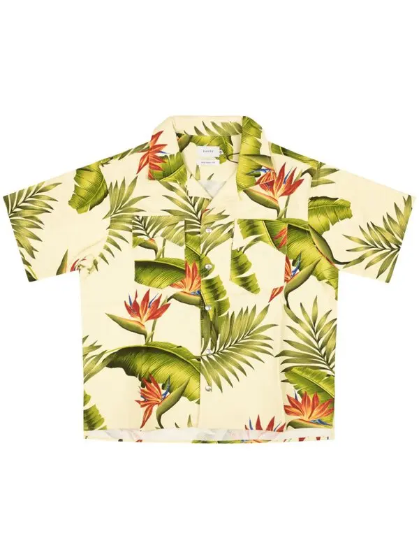 Rhude Snap Hawaiian Shirt Blue - Neutrals