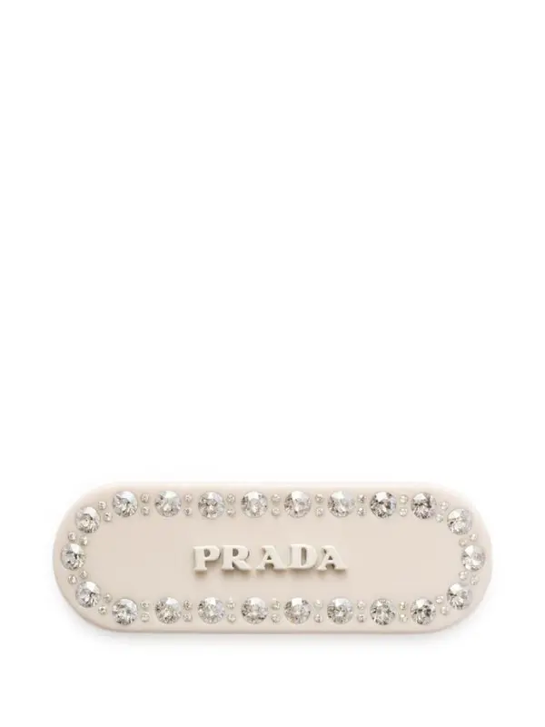 Prada Logo-plaque Hair Clip - White