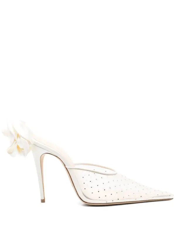 Magda Butrym 105mm Flower-embellished Mules - White
