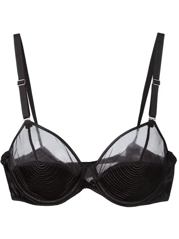 Fleur Du Mal Mesh And Satin Bra - Black