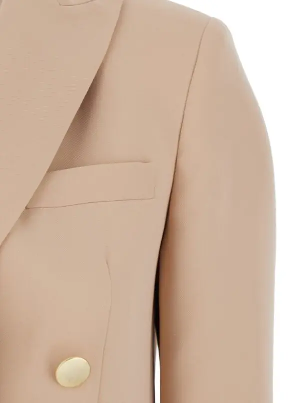 PLAIN Double-breasted Jacket With Classic Lapels - Beige