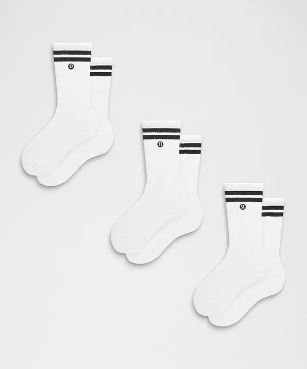 Lululemon Daily Essential Crew Socks 3 Pack - White/black