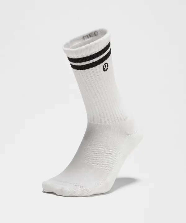 Lululemon Daily Essential Crew Socks 3 Pack - White/black