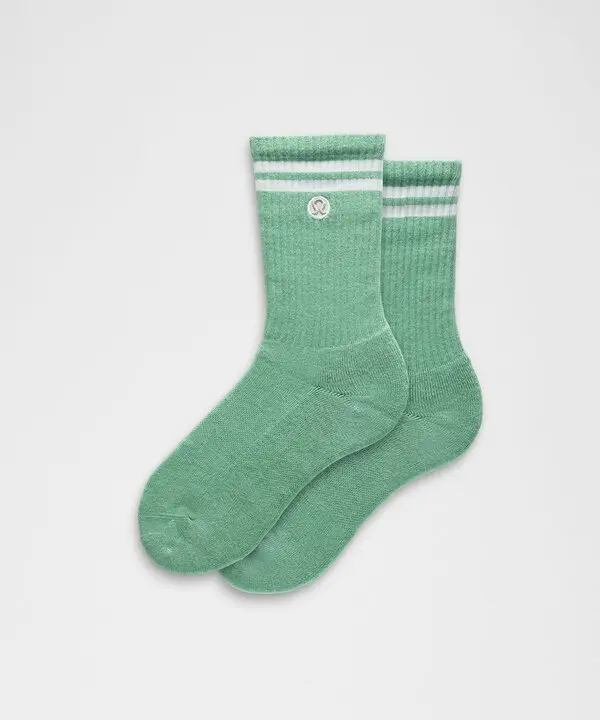 Lululemon Daily Essential Crew Socks - Canteen Green/white