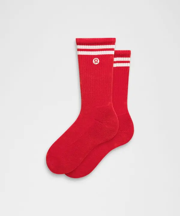 Lululemon Daily Essential Crew Socks - Oxford Red/white