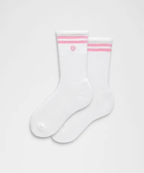 Lululemon Daily Essential Crew Socks - White/candy Cloud