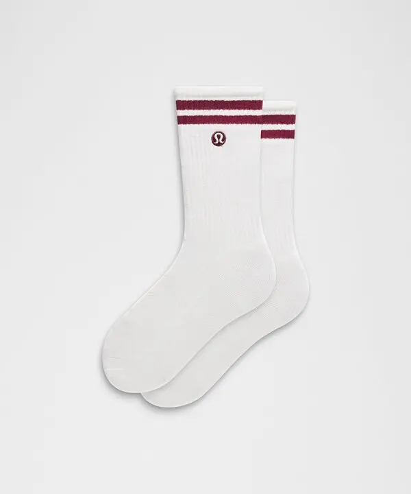 Lululemon Daily Essential Crew Socks - White/raspberry Rave