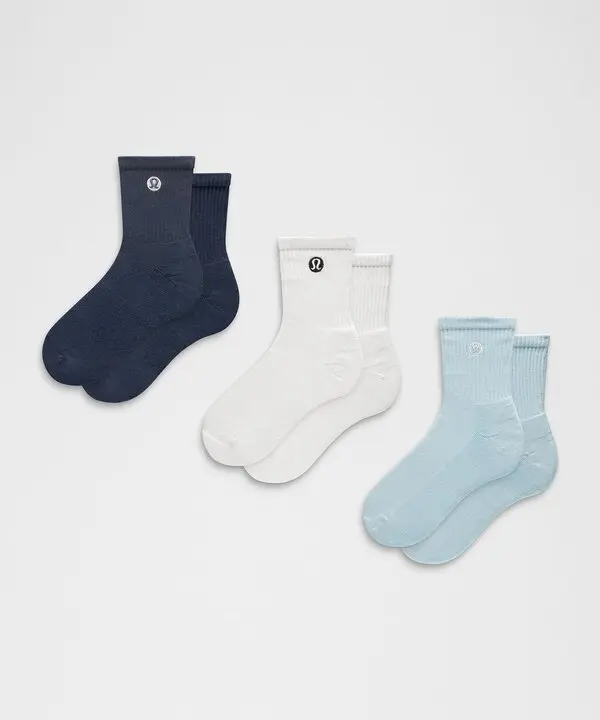 Lululemon Daily Essential Quarter Socks - Foam Cloud/white/club Blue