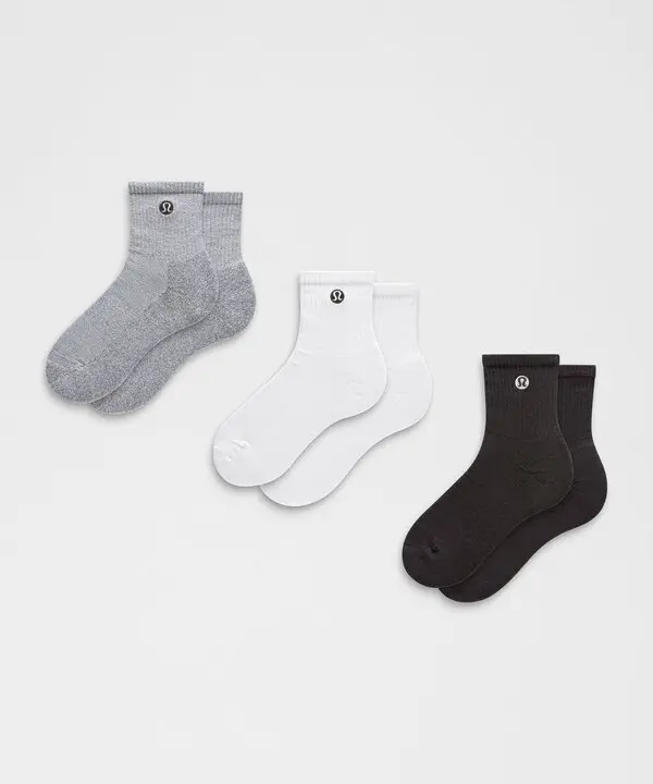 Lululemon Daily Essential Quarter Socks - White/heathered Core Light Grey/black