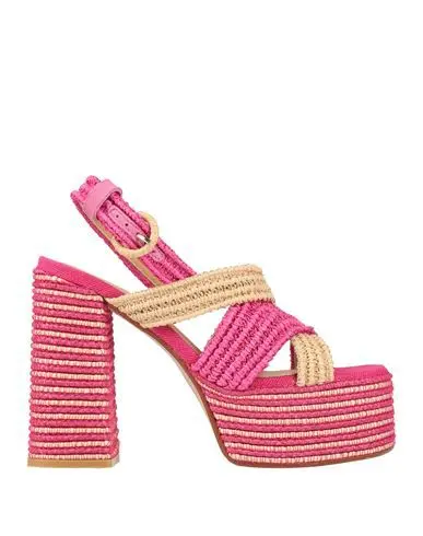CastaÑer Two-tone Raffia Sandals - Fuchsia