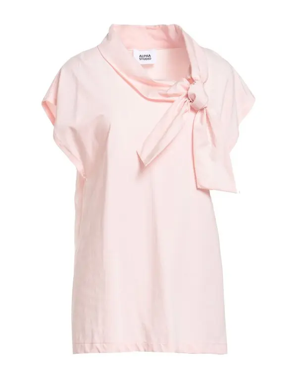Alpha Studio Cotton Stretch Bow Blouse