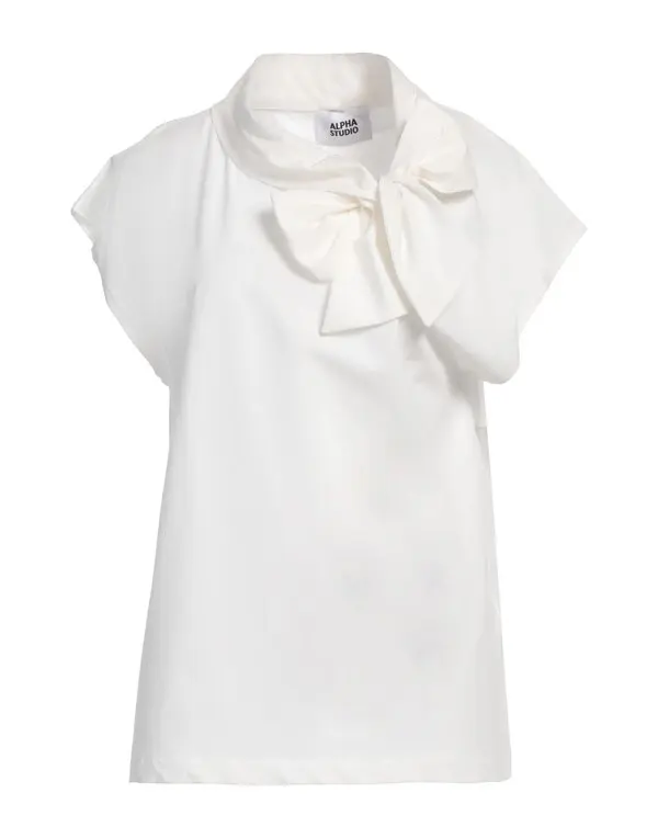 Alpha Studio Cotton Stretch Bow Blouse