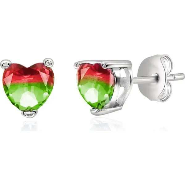 DONATELLO GIAN Name' Sterling Silver Heart Stud Earrings - Watermelon