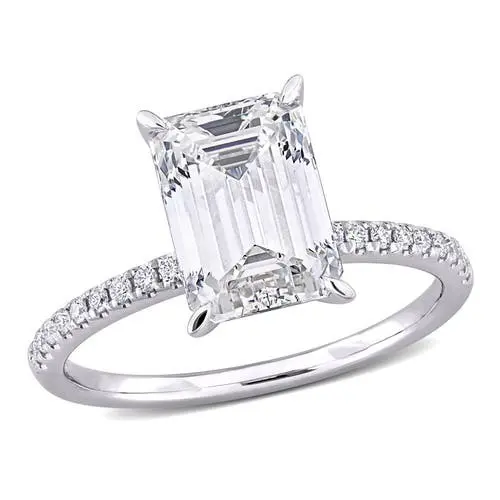 JULIANNA B. 3-1/10 Ctw Lab-grown Diamond Emerald-cut 14k Gold Ring - White Gold