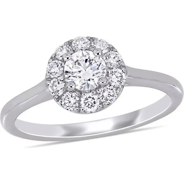 JULIANNA B. 5/8 Ctw Lab-grown Diamond Halo Ring - White Gold