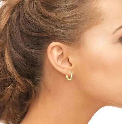 DONATELLO GIAN Name Sterling Silver Crystal Hoop Earrings - Gold
