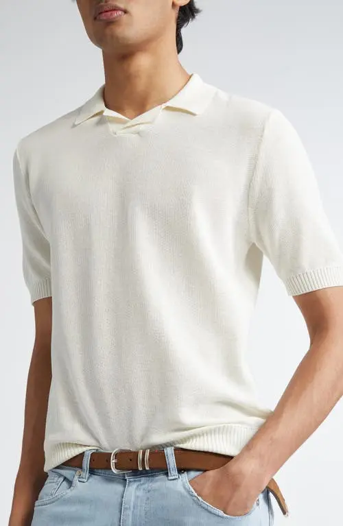 Eleventy Short Sleeve Polo Sweater - White