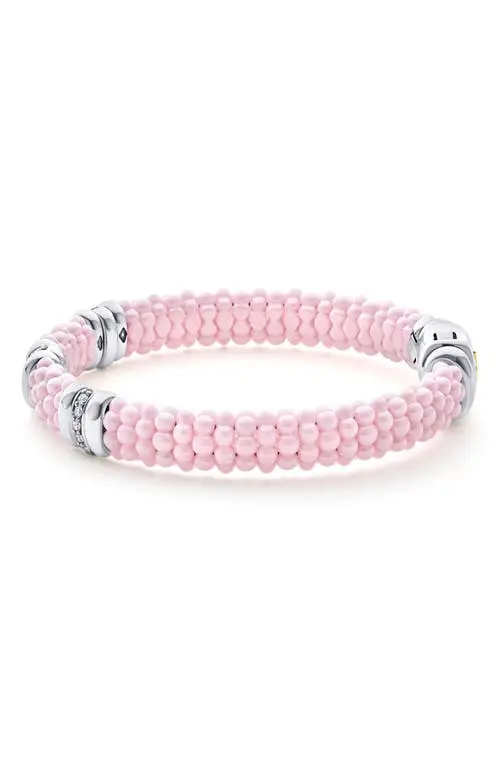 Lagos Caviar Bead Diamond Station Bracelet