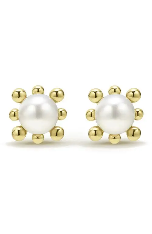 Lagos 18k And Pearl Stud Earrings - Gold