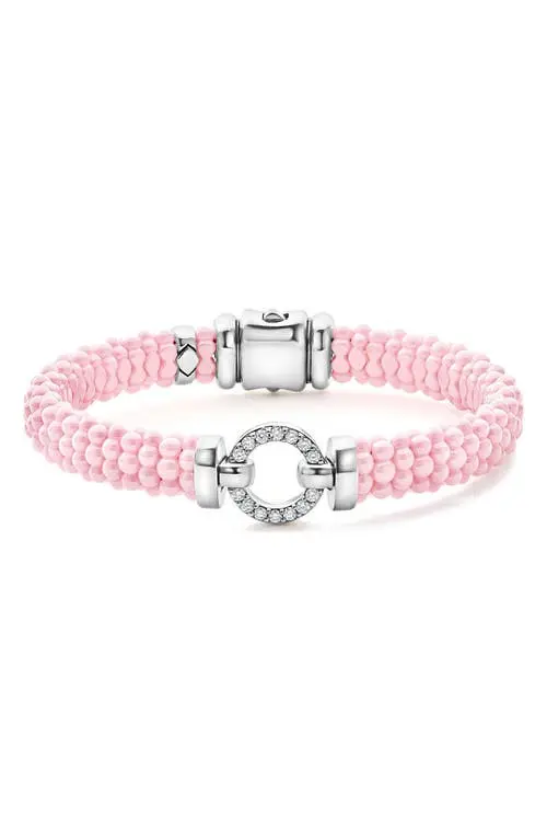 Lagos Caviar Ceramic Bead Pavé Diamond Bracelet - Pink