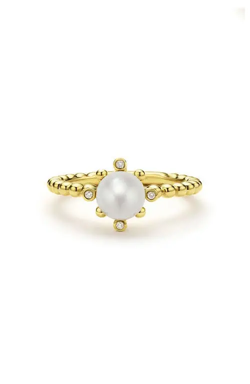 Lagos 18k Luna Fleur Pearl Ring - Gold