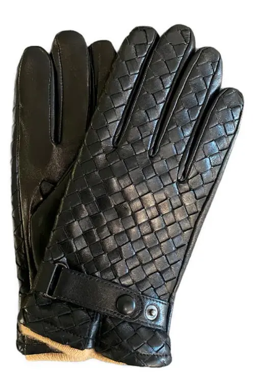 PAULA ROWAN Hamilton 2 Woven Leather Gloves - Black