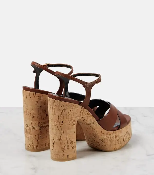 Saint Laurent Bianca Leather Platform Sandals