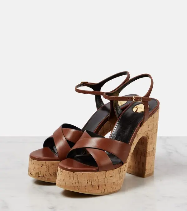 Saint Laurent Bianca Leather Platform Sandals