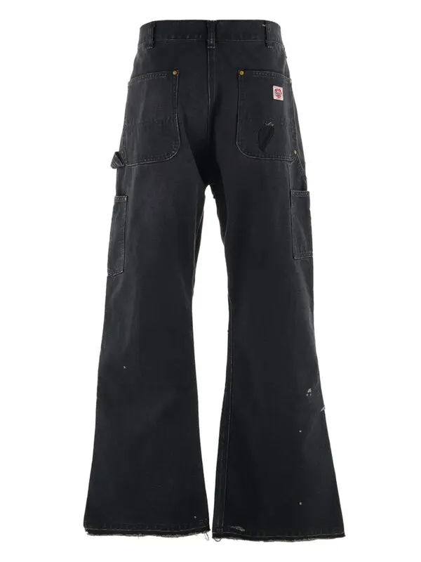 SAINT MXXXXXX Distressed Wide-leg Jeans - Black