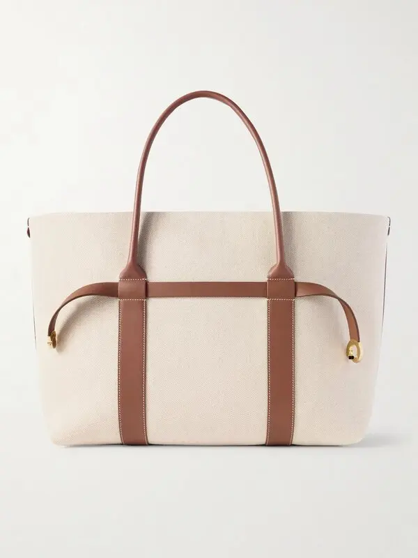 Loro Piana Ghiera Large Leather-trimmed Canvas Tote - Ecru