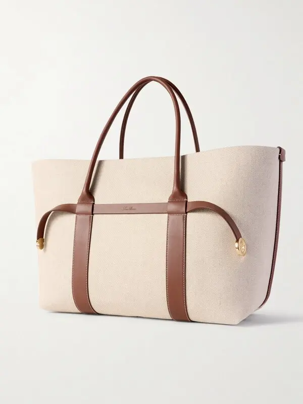 Loro Piana Ghiera Large Leather-trimmed Canvas Tote - Ecru