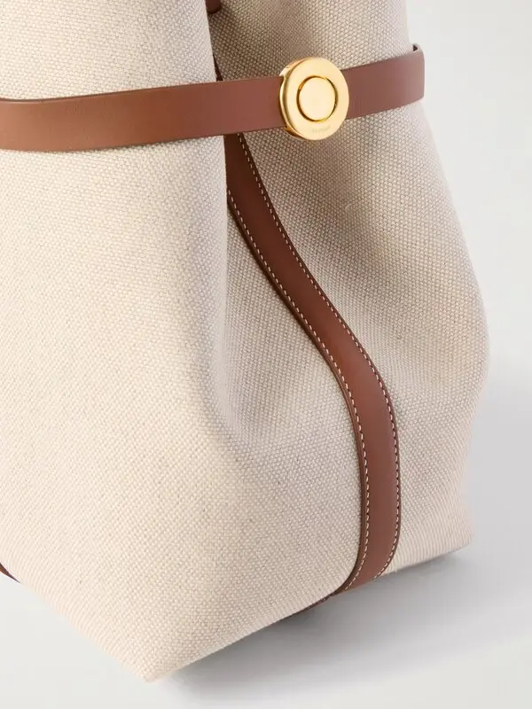 Loro Piana Ghiera Large Leather-trimmed Canvas Tote - Ecru
