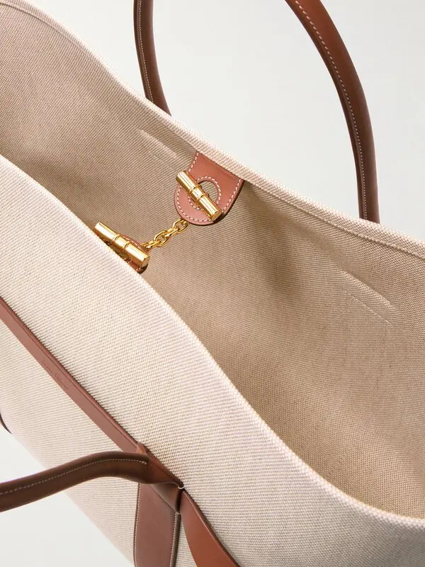 Loro Piana Ghiera Large Leather-trimmed Canvas Tote - Ecru