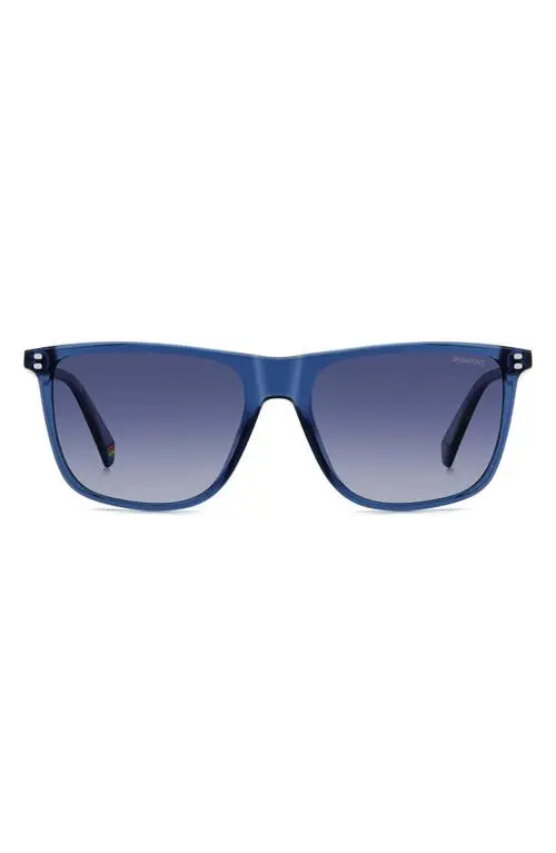 POLAROID 55mm Gradient Polarized Rectangle Sunglasses - Blue/ Blue Polar