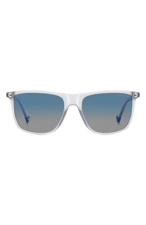 POLAROID 55mm Gradient Polarized Rectangle Sunglasses - Matte Crystal/blue Sf Polar