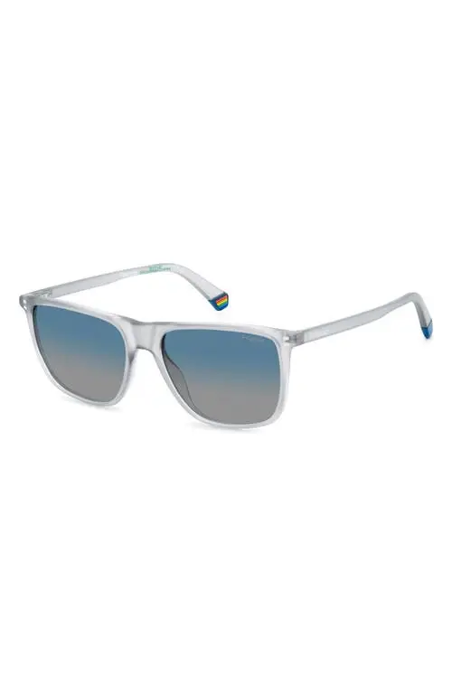 POLAROID 55mm Gradient Polarized Rectangle Sunglasses - Matte Crystal/blue Sf Polar