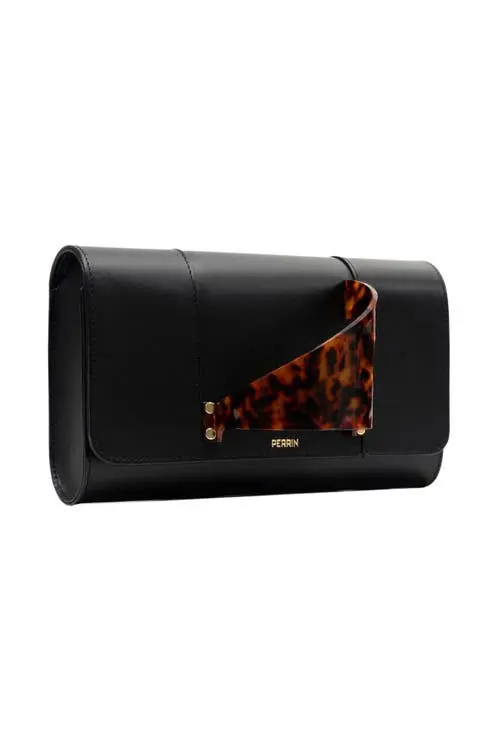 Perrin L'eiffel Clutch - Black/tortoise