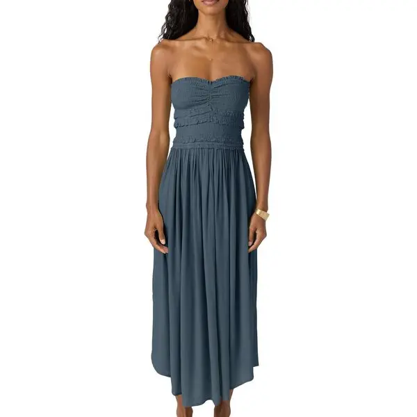 O'Neill Devyn Smocked Strapless Midi Dress