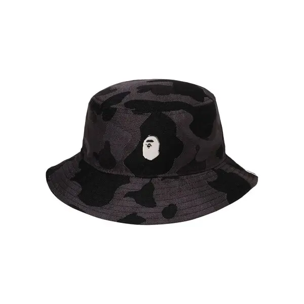 BAPE Camo Metal Logo Bucket Hat - Black