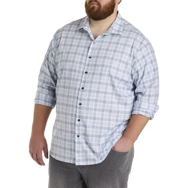 SYNRGY BY DXL Big & Tall Plaid Sport Shirt - Blue