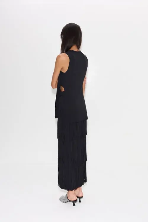 SIMONMILLER Knit Fringe Maxi Skirt - Black