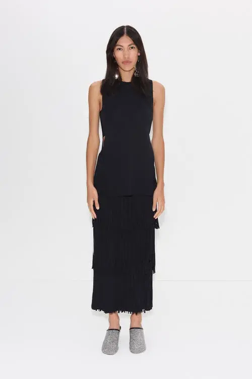 SIMONMILLER Knit Fringe Maxi Skirt - Black