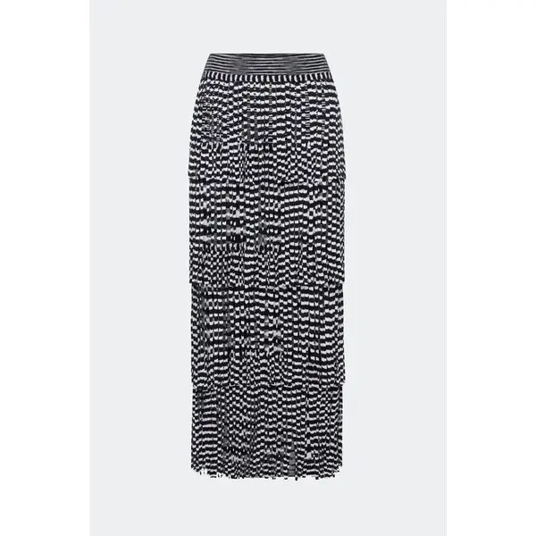 SIMONMILLER Knit Fringe Maxi Skirt - Black/white Space Dye