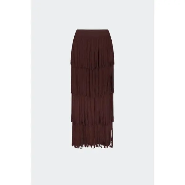 SIMONMILLER Knit Fringe Maxi Skirt - Choco Brown