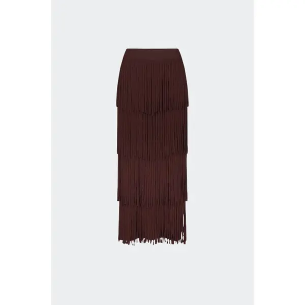 SIMONMILLER Knit Fringe Maxi Skirt - Choco Brown