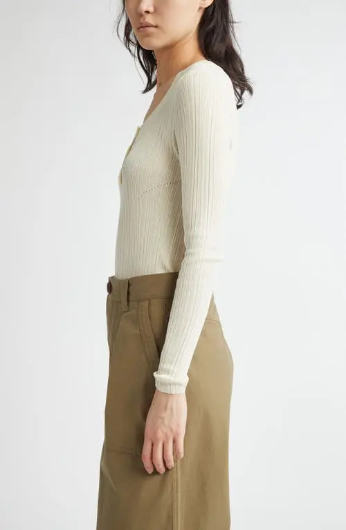 NACKIYE Keep Close Cotton & Silk Rib Henley - Butter